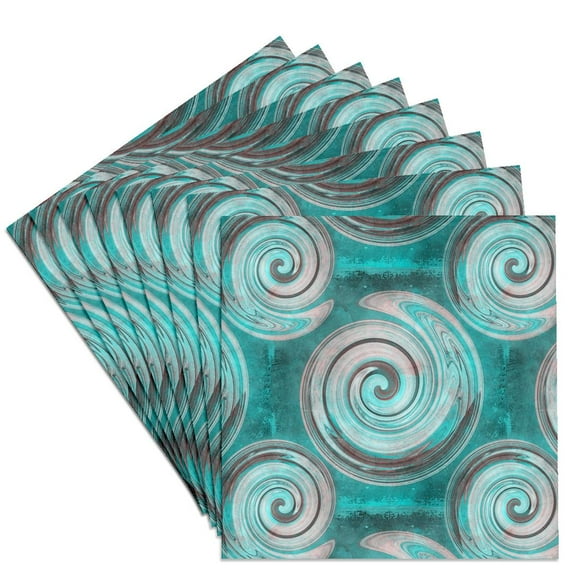 3drose, Textured Spiral Pattern Turquoise Blue, Set of 8 Ceramic Tile ...