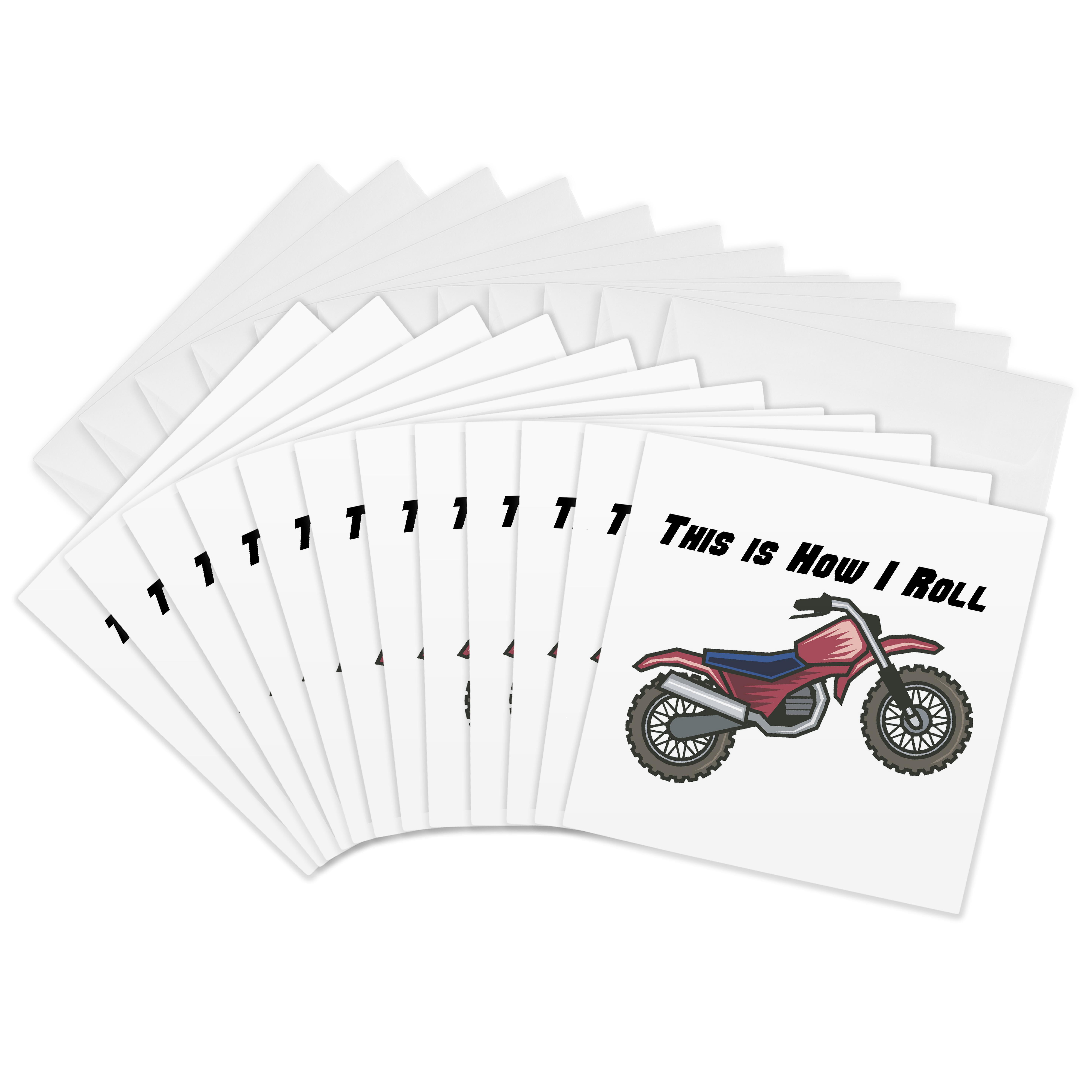 3drose, This Is How I Roll Dirt Bike Design, 12 Greeting Cards with ...