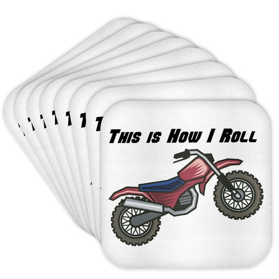 3drose, This Is How I Roll Dirt Bike Design, Set of 8 Coasters - Soft ...