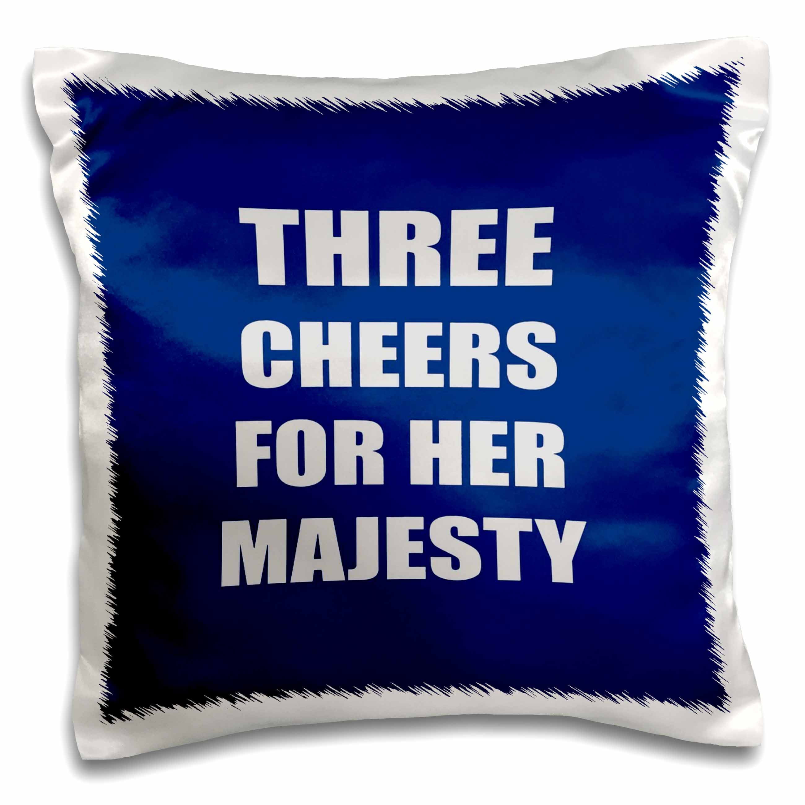 3drose, Three Cheers for Her Majesty Grey Text Blue Background, 16x16 ...