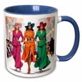 3drose, Three Elegant Girls in Red, Orange, Green on Fashion Runway Art ...