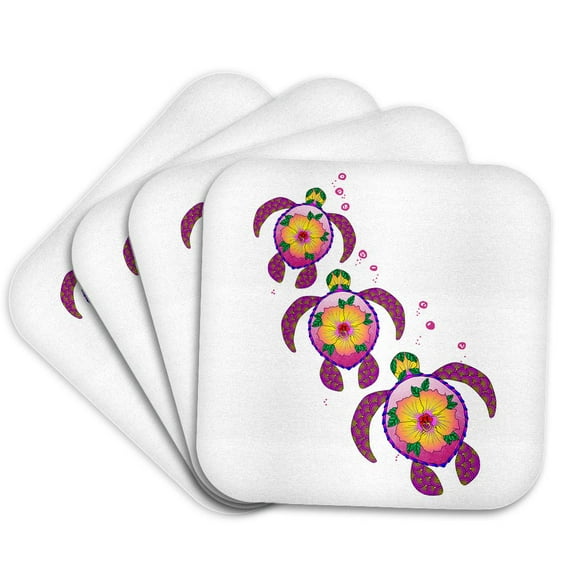 3drose, Three Tropical Honu Hawaiian Turtle Symbols with Flowers., Set ...