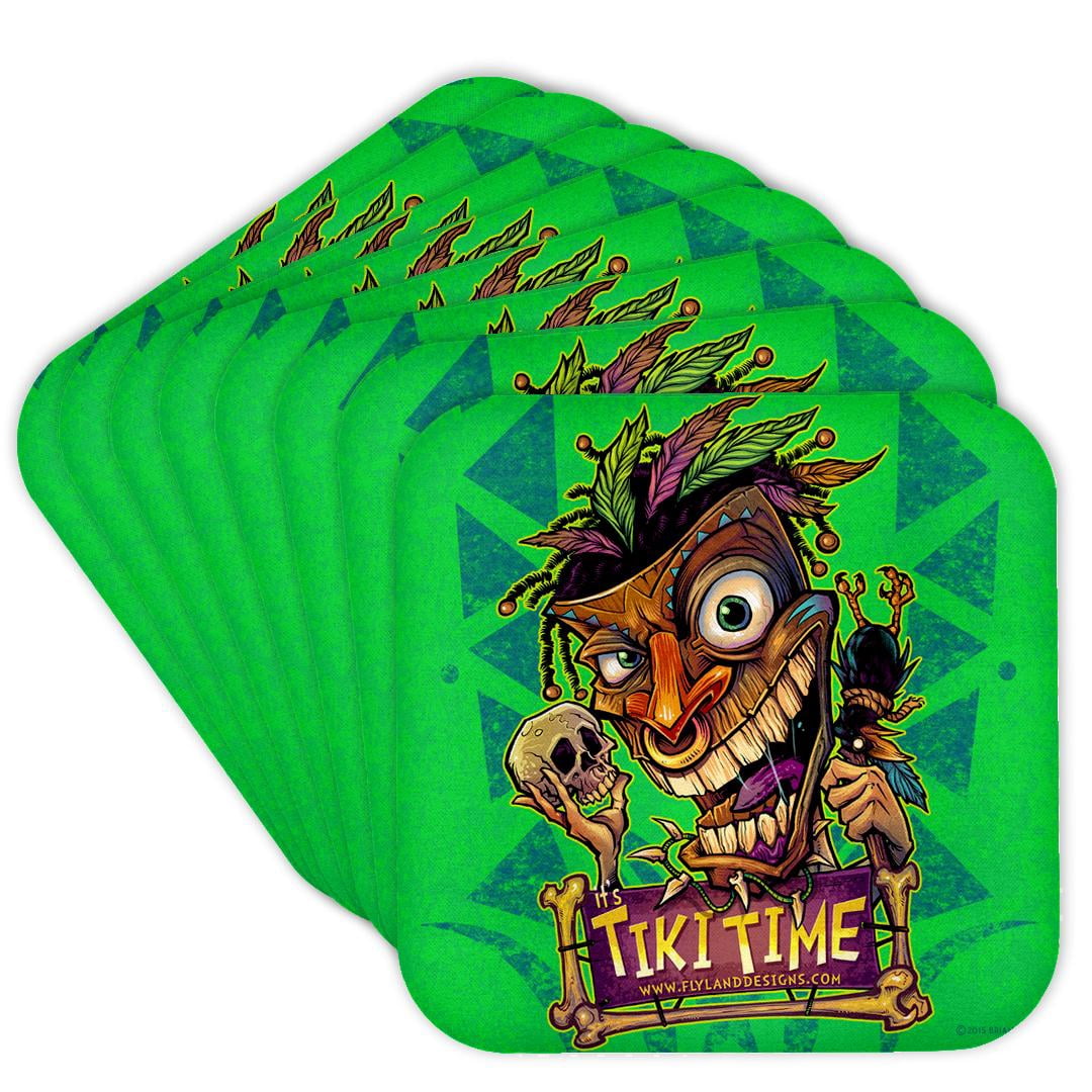 3drose, Tiki Voodoo Guy with a Skull and Crow, Set of 8 Coasters - Cork ...