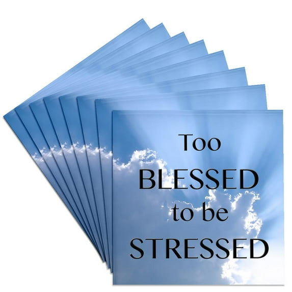 3drose, Too Blessed to Be Stressed, Set of 8 Ceramic Tile Coasters ...