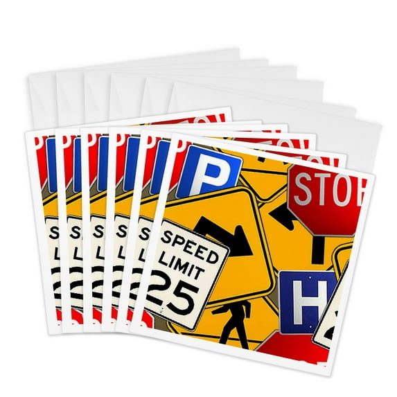 3drose, Traffic Pattern, 6 Greeting Cards with Envelopes - Walmart.com