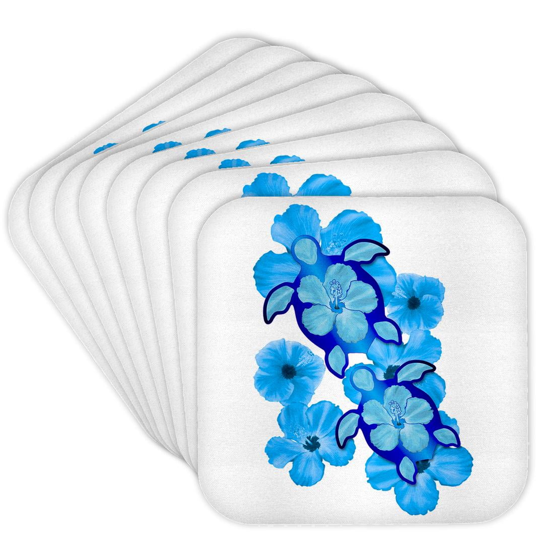 3drose, Tropical Hawaiian Honu Turtle Symbols with Ocean Blue Tropical ...