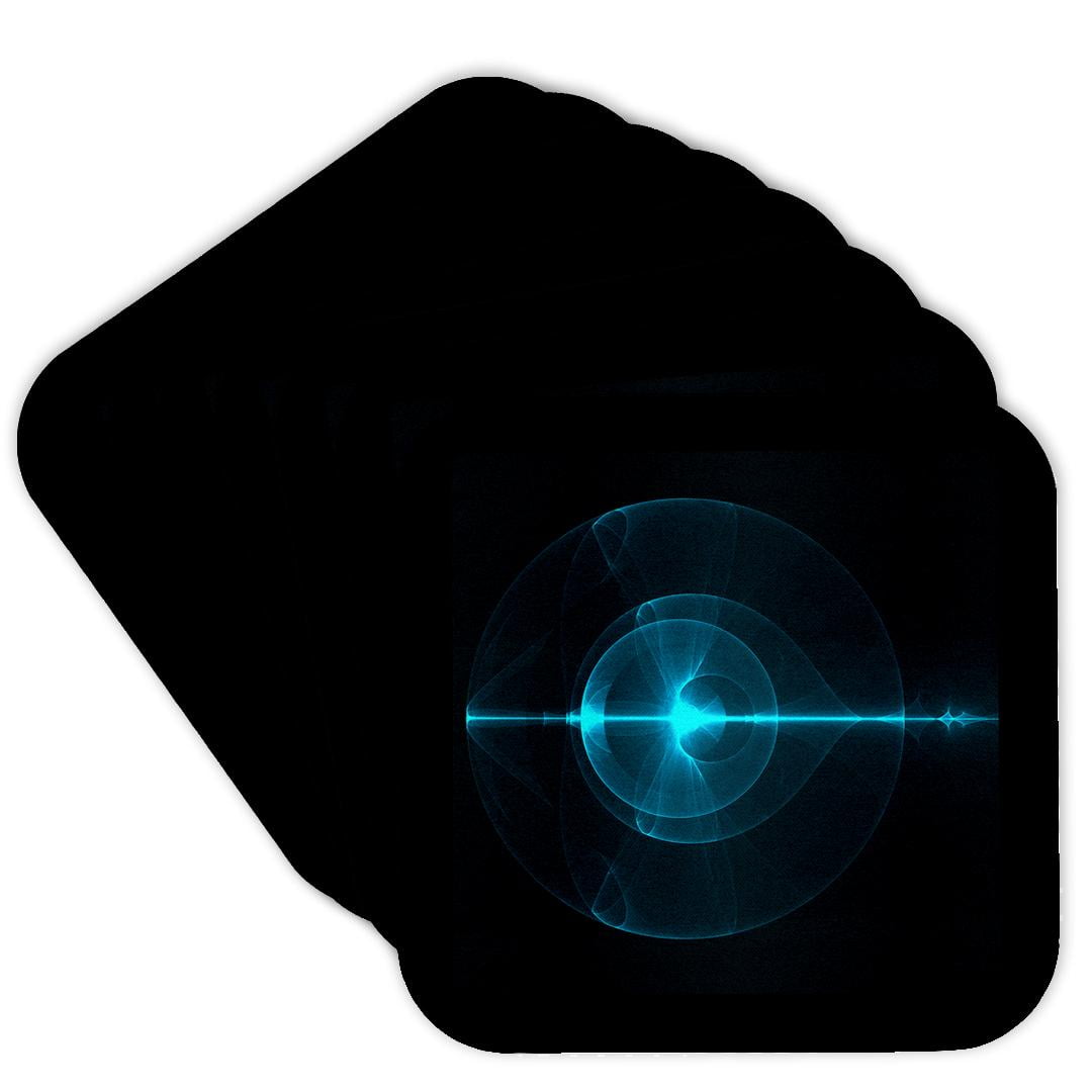 3drose, Turquoise Black Abstract Fractal Light Art, Set of 8 Coasters ...