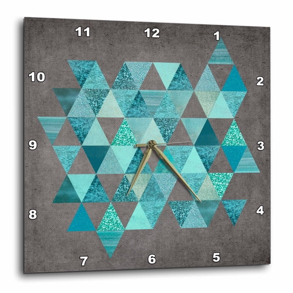 3drose, Turquoise Blue Glamorous Triangle Pattern on Grey, 10x10 Wall ...