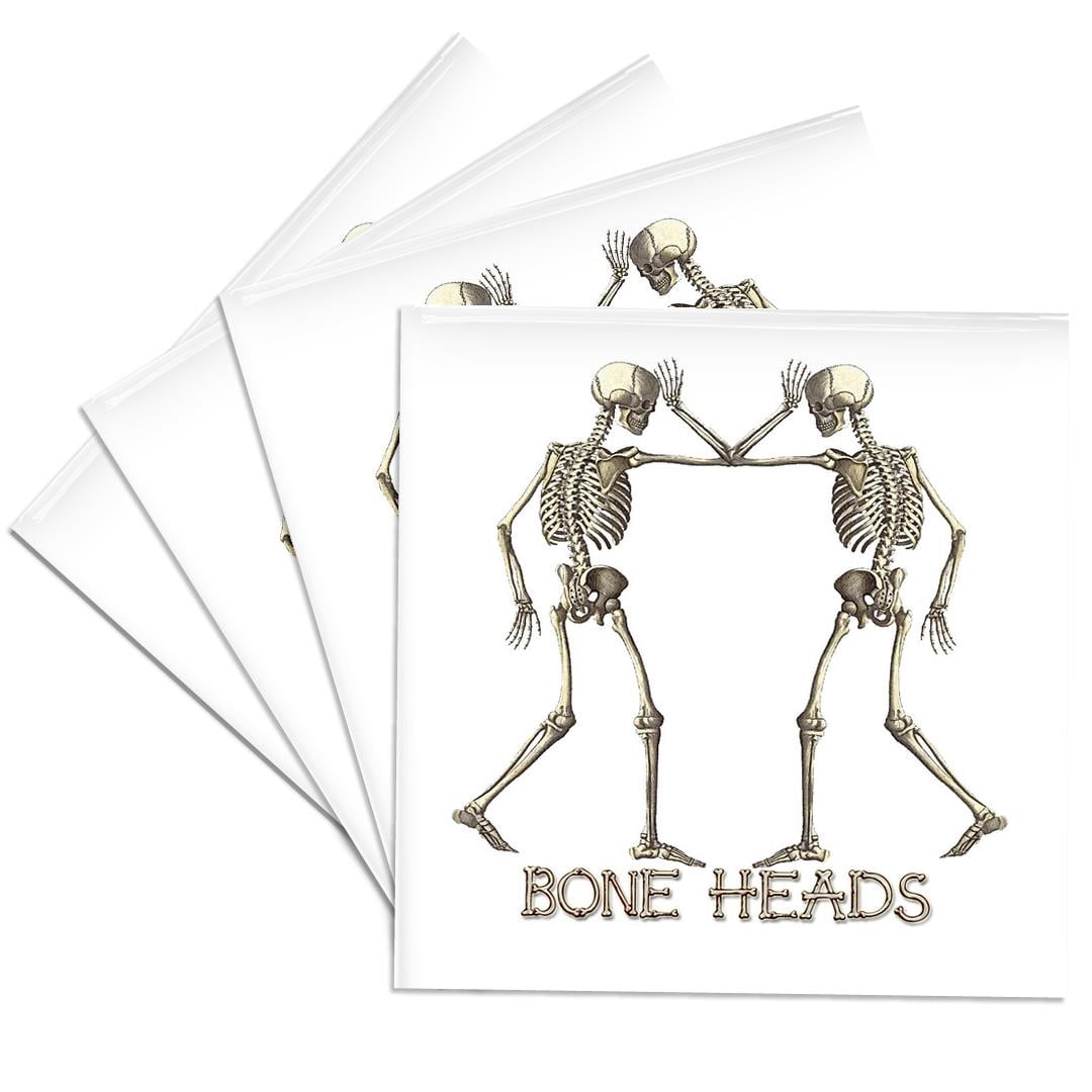 3drose, Two Skeletons - Bone Heads, Set of 4 Ceramic Tile Coasters ...