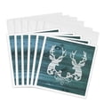3drose, Two Stags Heads with Scroll- White on Blue Wood Effect- Not ...
