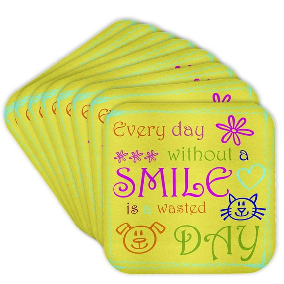 3drose, Typography Motivational Quote Day Without Smile Is Wasted, Set ...