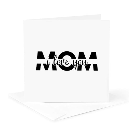 3drose, Typography of I Love You Mom, 1 Greeting Card with Envelope ...