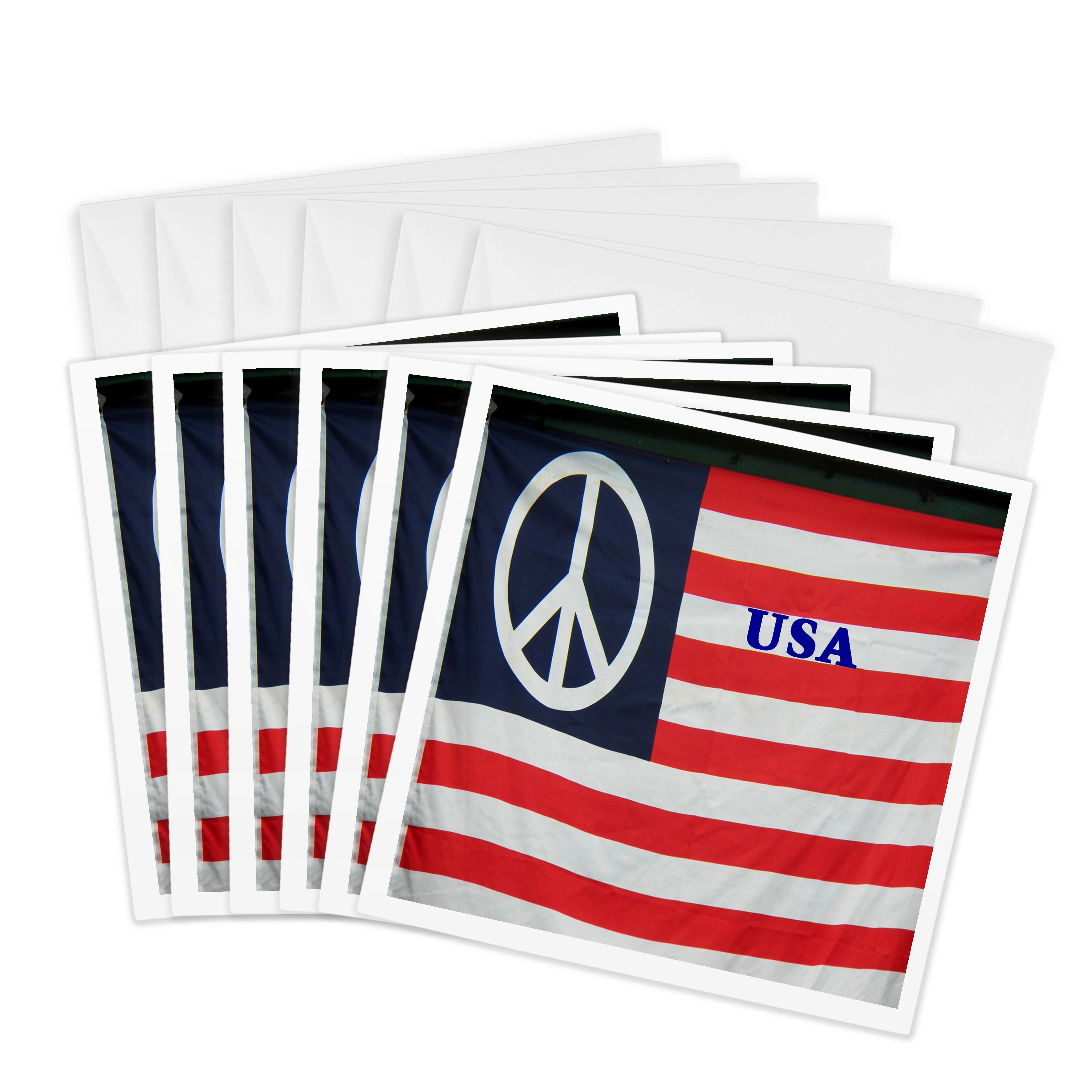 3drose, U Sa Flag with Peace Sign, 6 Greeting Cards with Envelopes ...