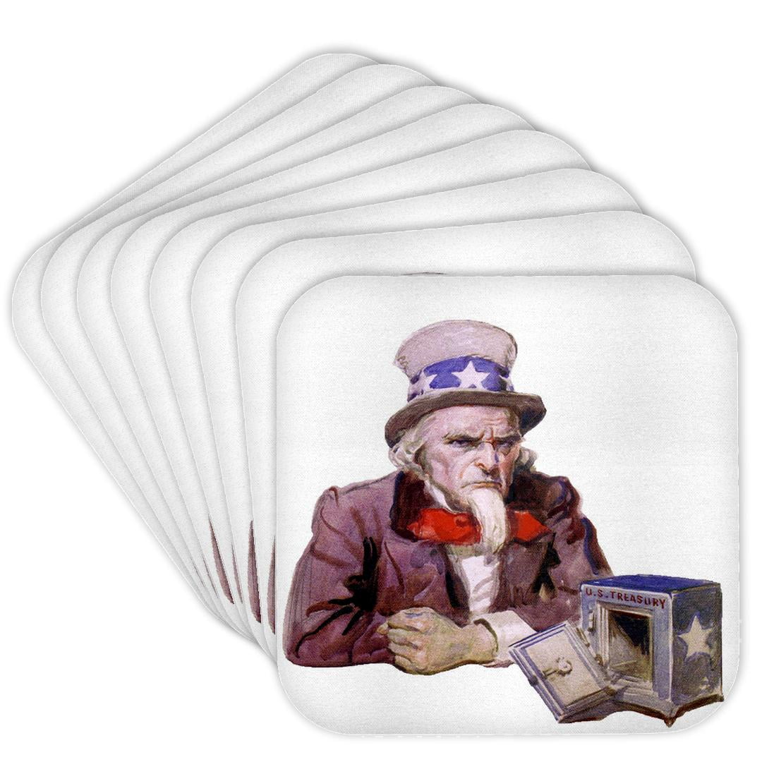 3drose, Uncle Sam with Empty Treasury, Set of 8 Coasters - Cork ...