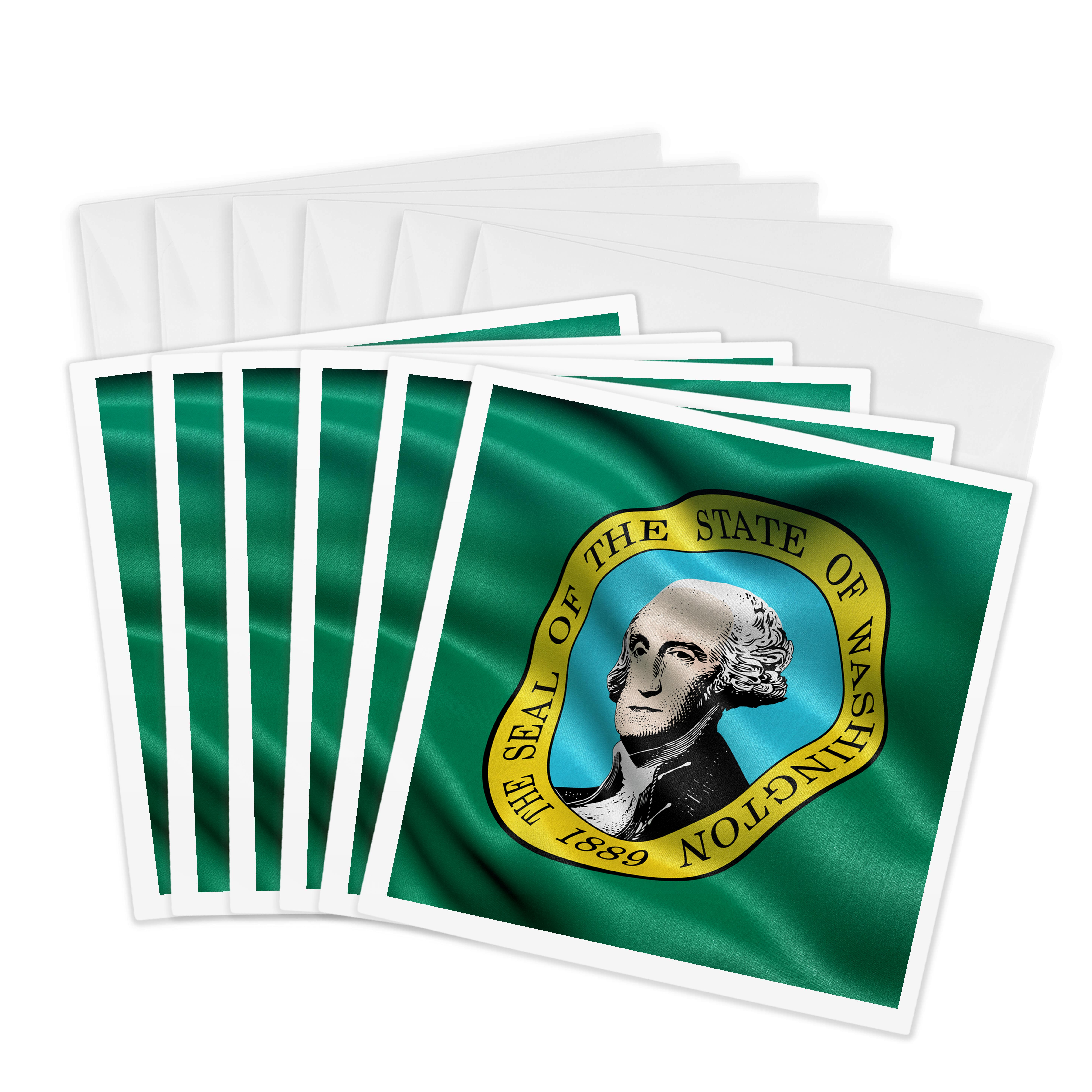3drose, Us State Flag of Washington Waving in the Wind, 6 Greeting ...