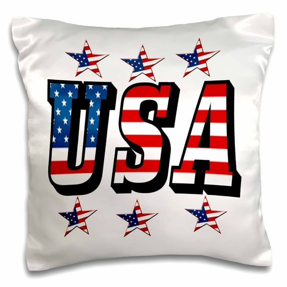 3drose, Usa Flag Text with Flag Stars, 16x16 inch Pillow Case - Walmart.com