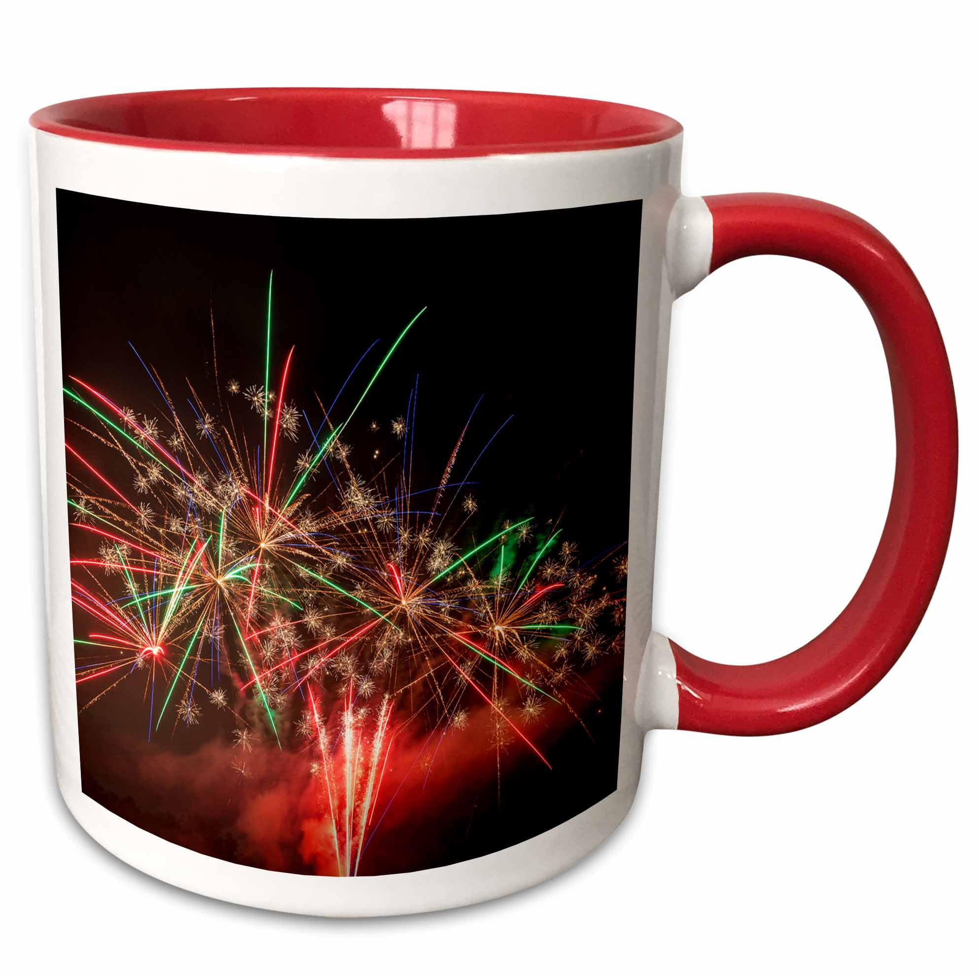 3drose, Usa, Indiana, Carmel. July 4th Fireworks., 15oz Two-tone Red ...