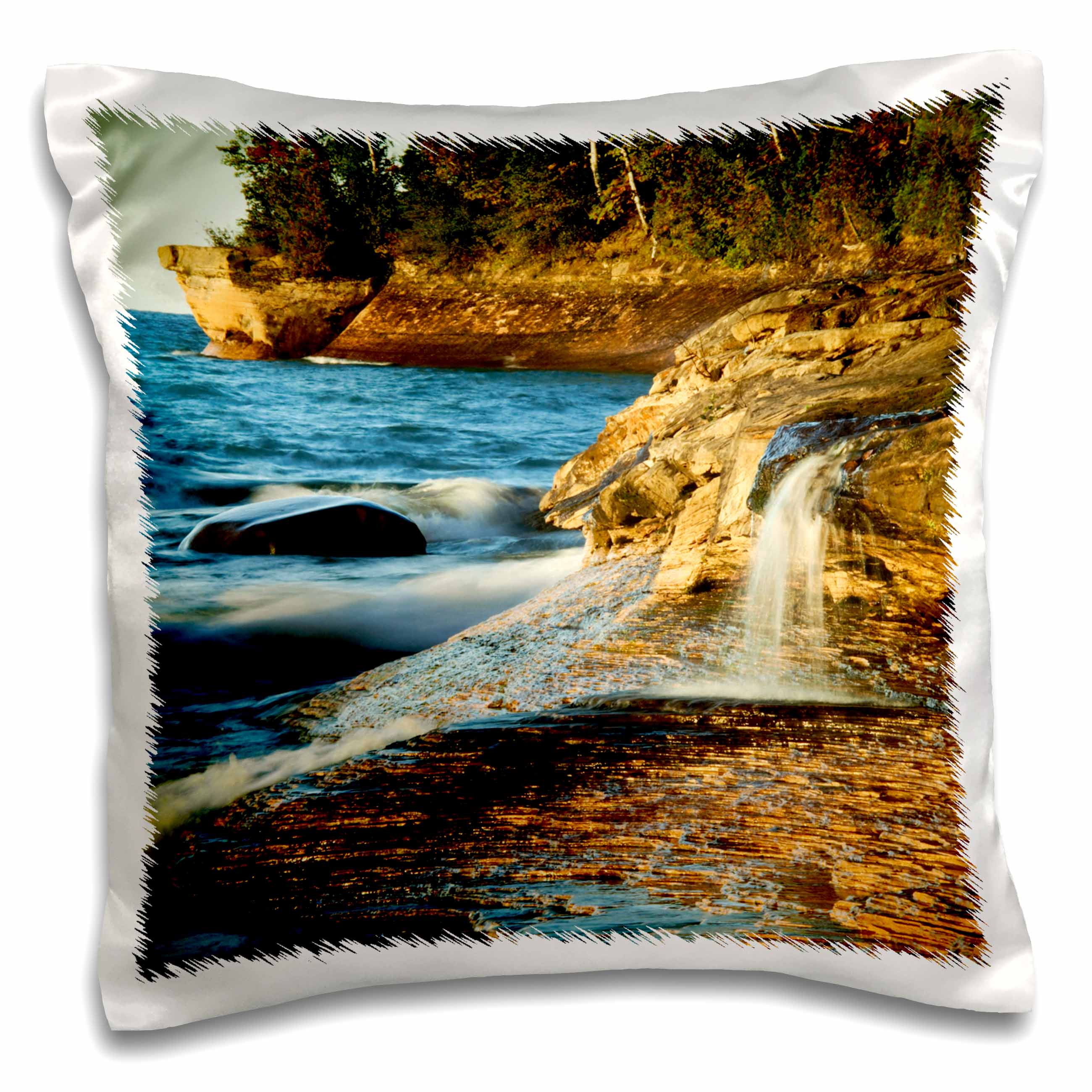 3drose, Usa, Michigan. Small Waterfall Along the Edge of Lake Superior ...
