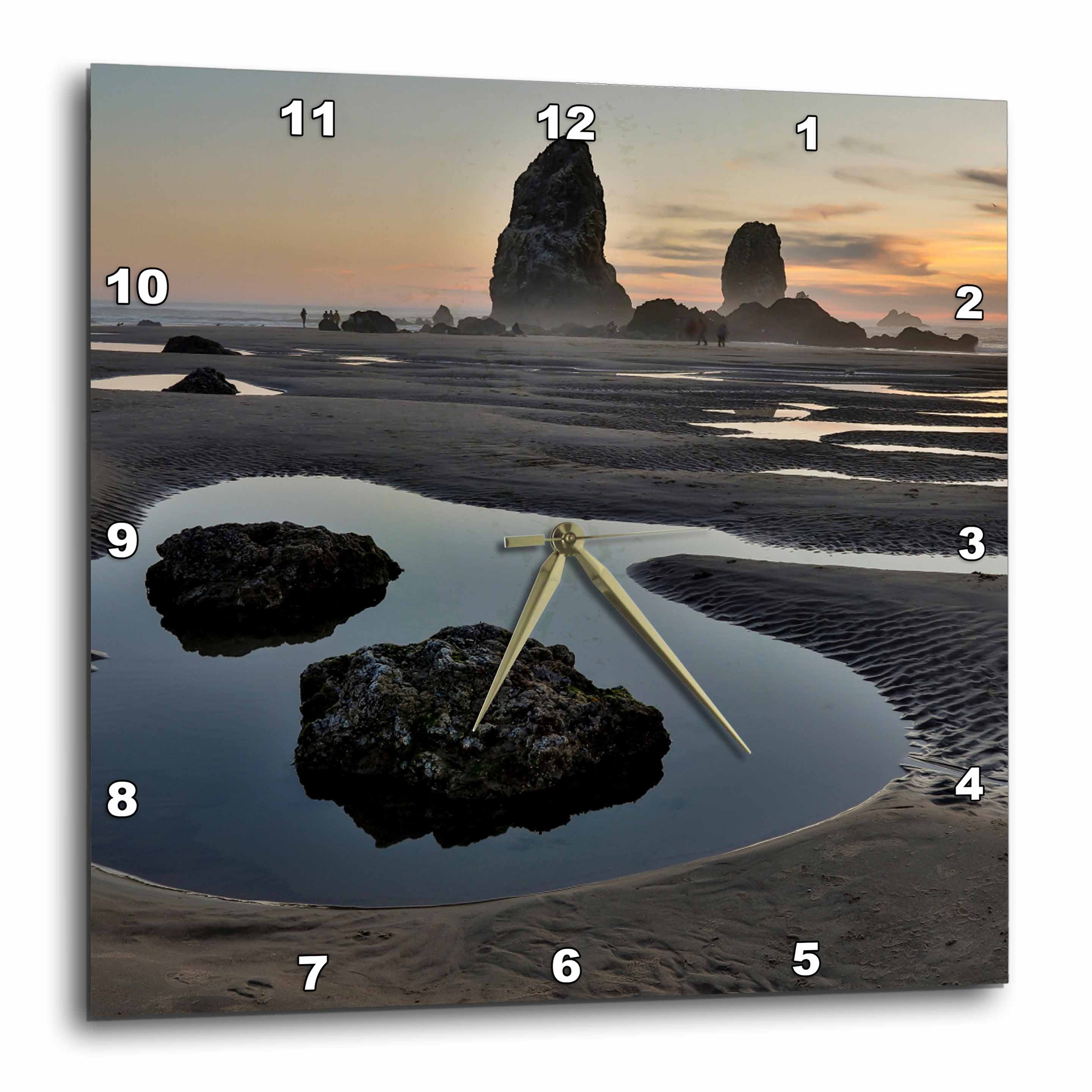 3drose, Usa, Oregon. Cannon Beach Low Tide. Ripples in Sand. Sea Stacks ...