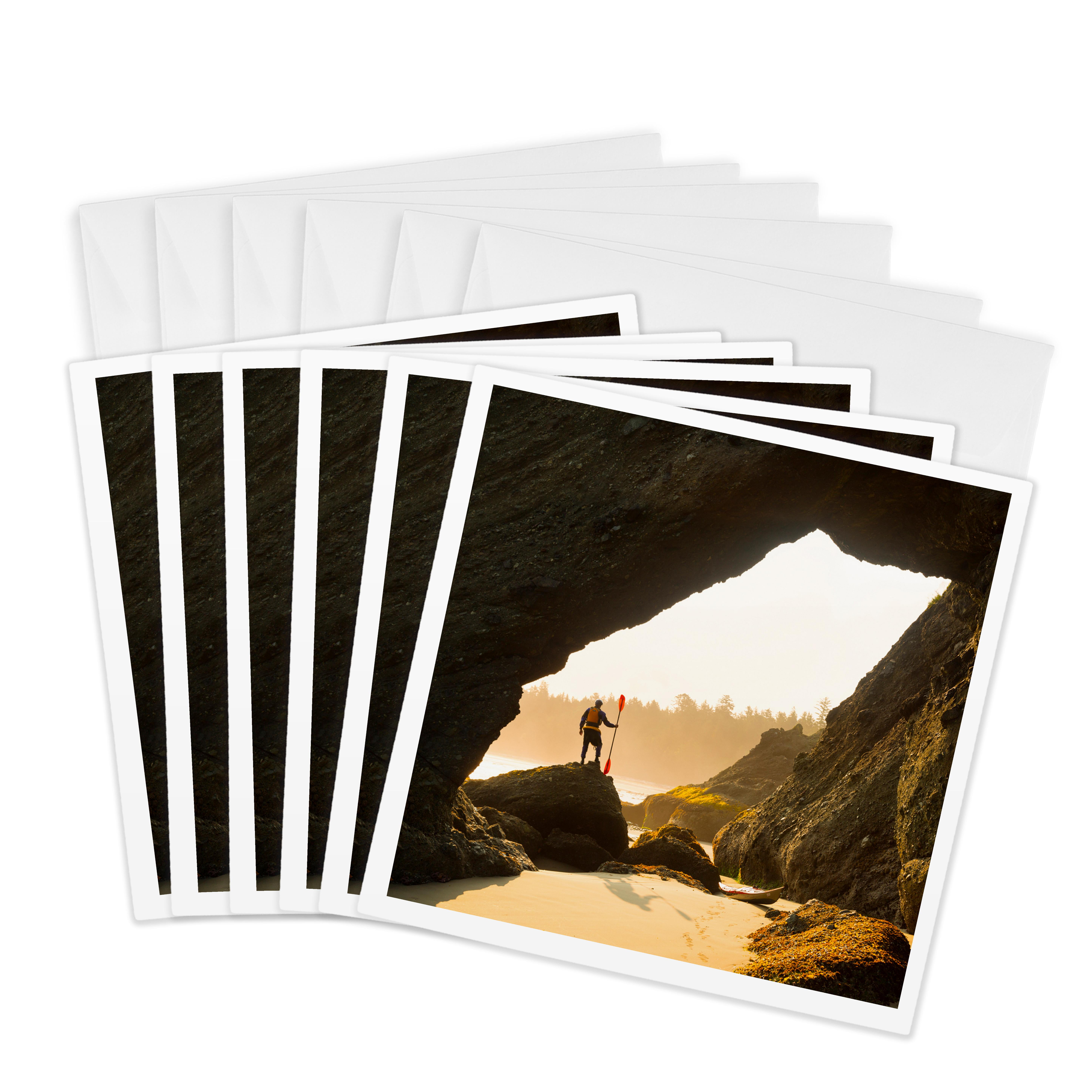 3drose, Usa, Washington. Man and Kayak at Archway. Point of Arches., 6 ...