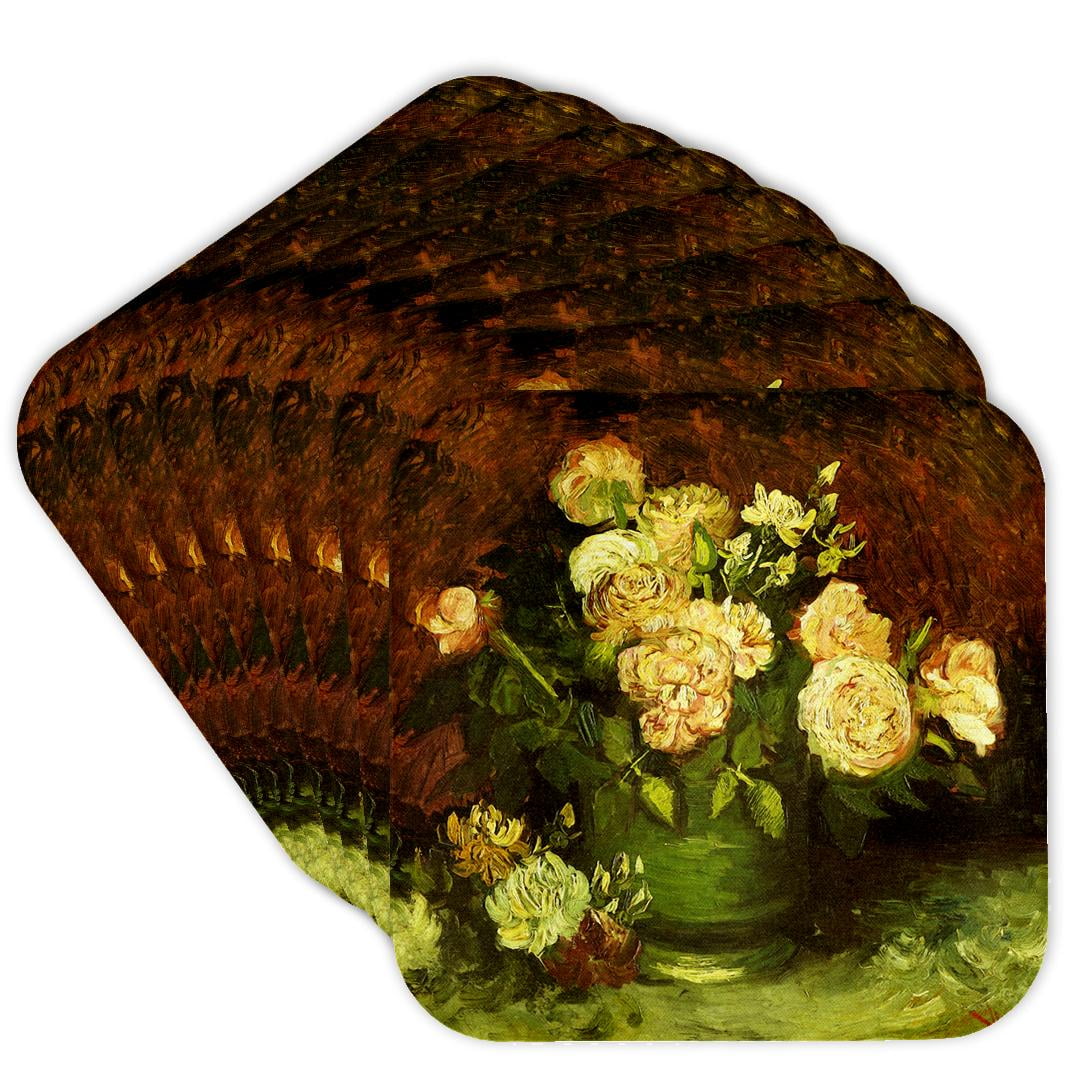 3drose, Van Gogh - Roses, Set of 8 Coasters - Cork - Walmart.com
