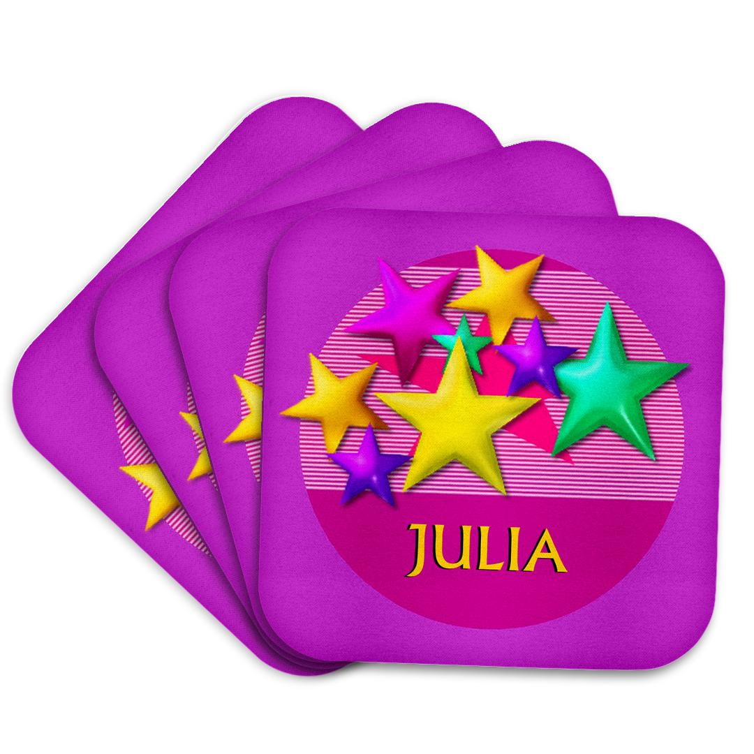 3drose, Vibrant Colored Stars on a Pink Background with the Name Julia ...