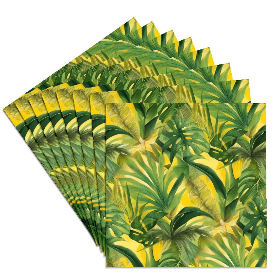 3drose, Vintage Vibe Beautiful Tropical Big Leaf Pattern, Set of 8 ...