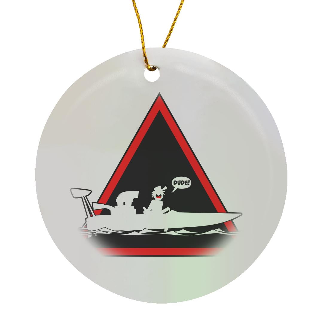 3drose, Warning Triangle with a Stickman Racing His Drag Boat, Yelling ...