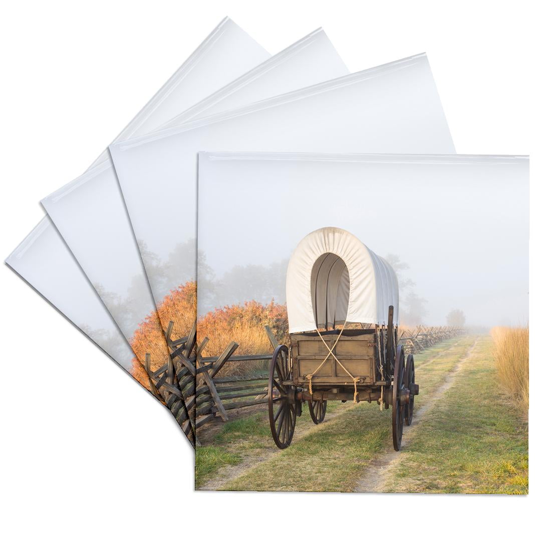 3drose, Washington, Whitman Mission. Wagon Along a Foggu Oregon Trail ...