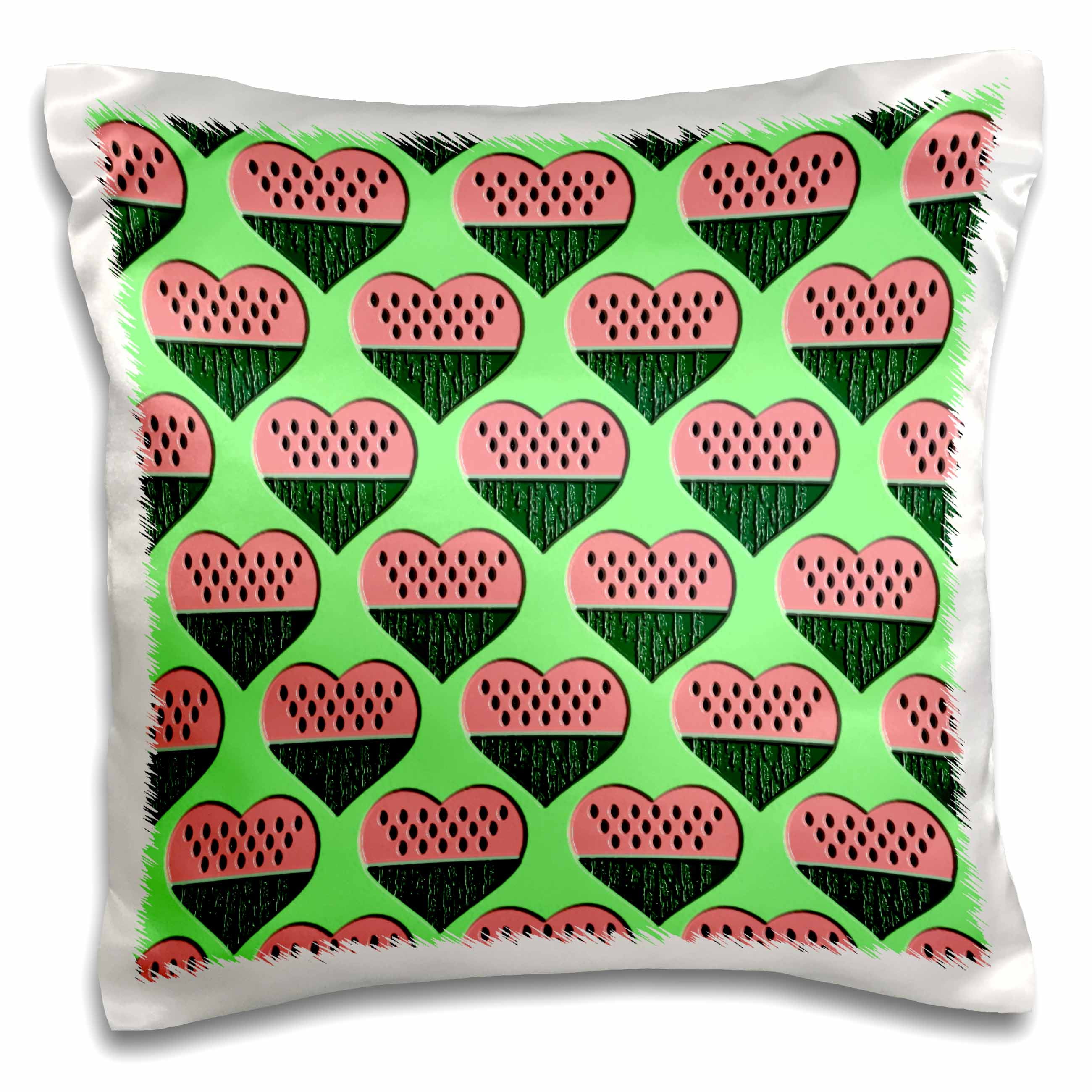3drose, Watermelon Hearts Pattern on Green- Flat, Non Embossed Design ...