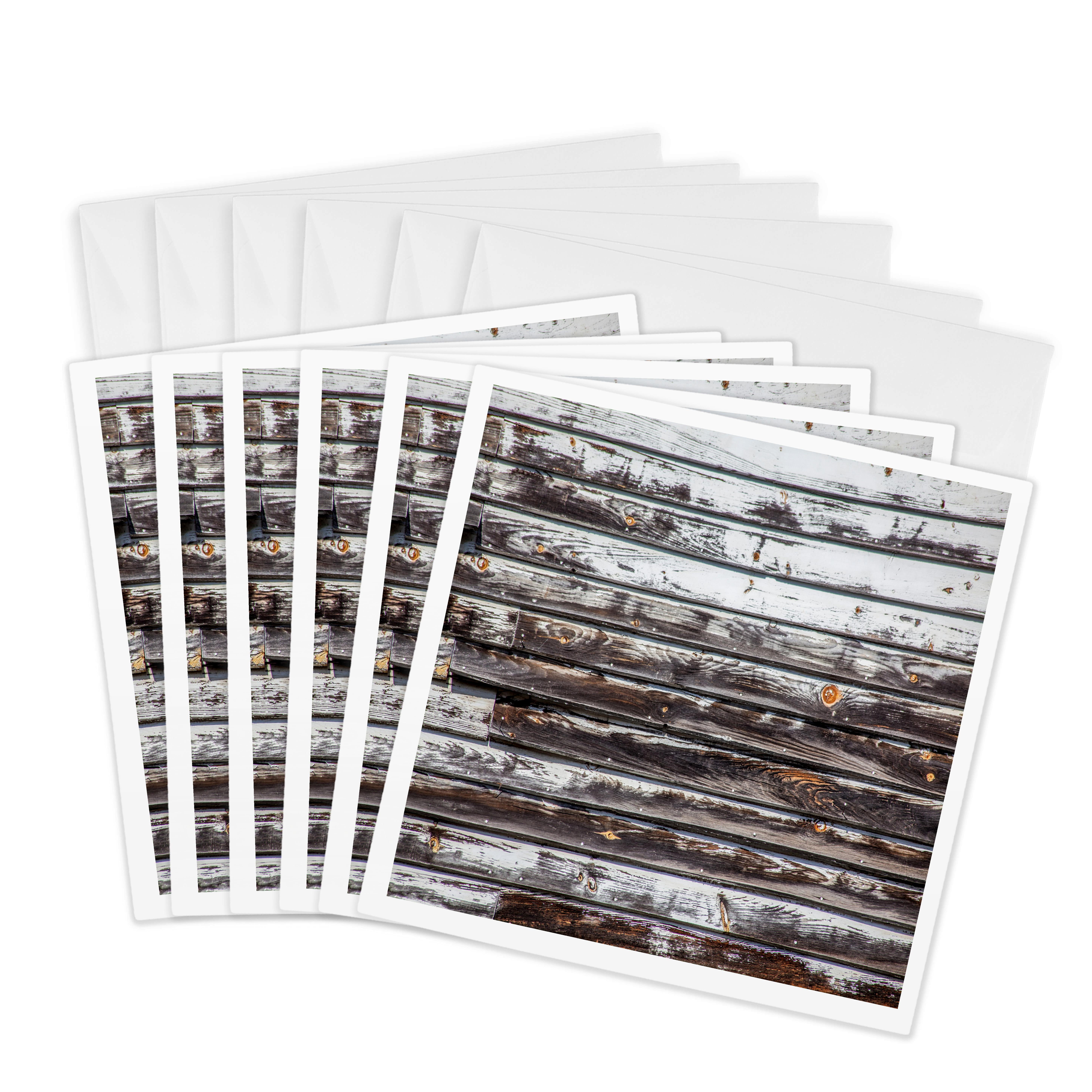 3drose, Weathered Wood Siding Chipped Paint, 6 Greeting Cards with ...