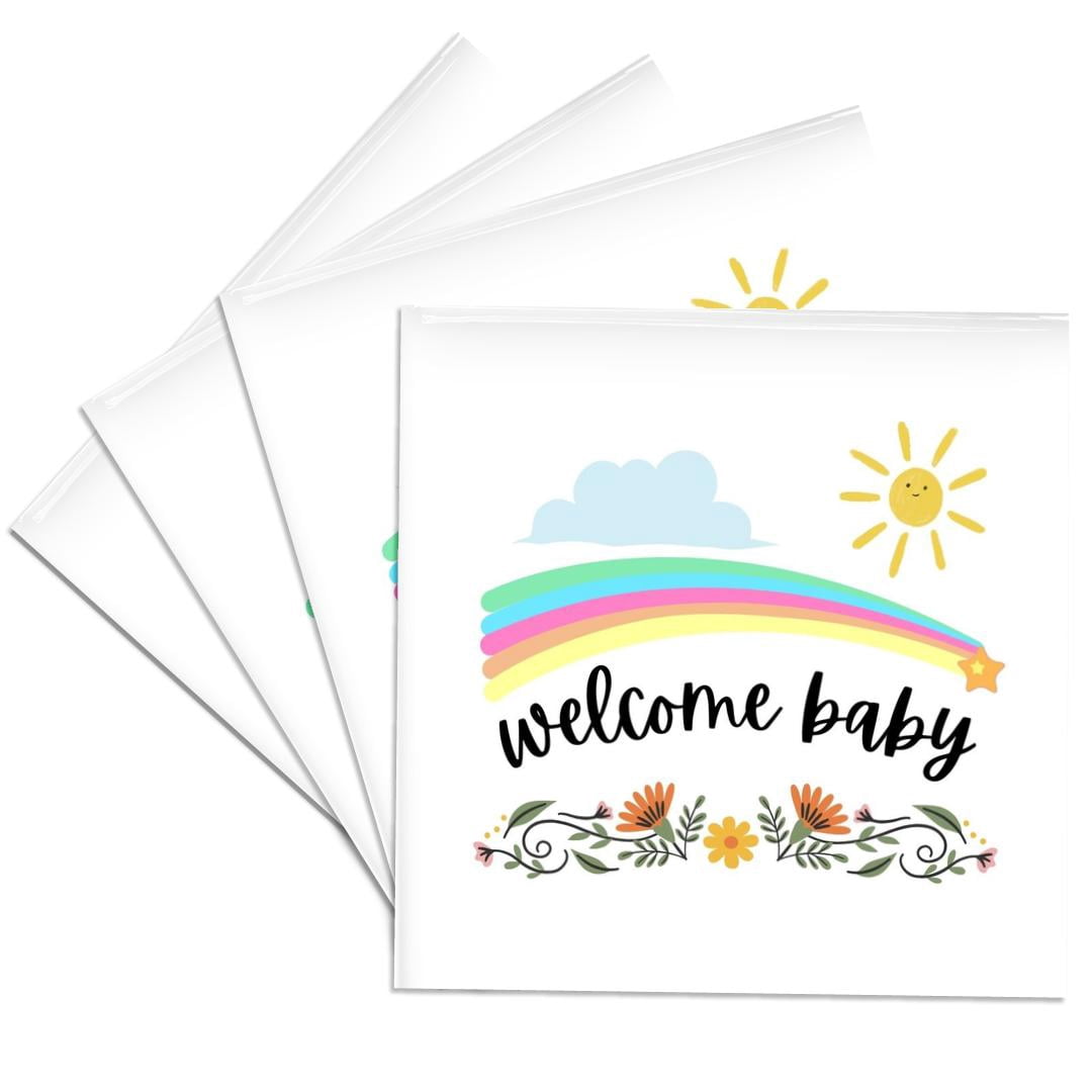 3drose, Welcome Baby with Cute Icons, Set of 4 Ceramic Tile Coasters ...