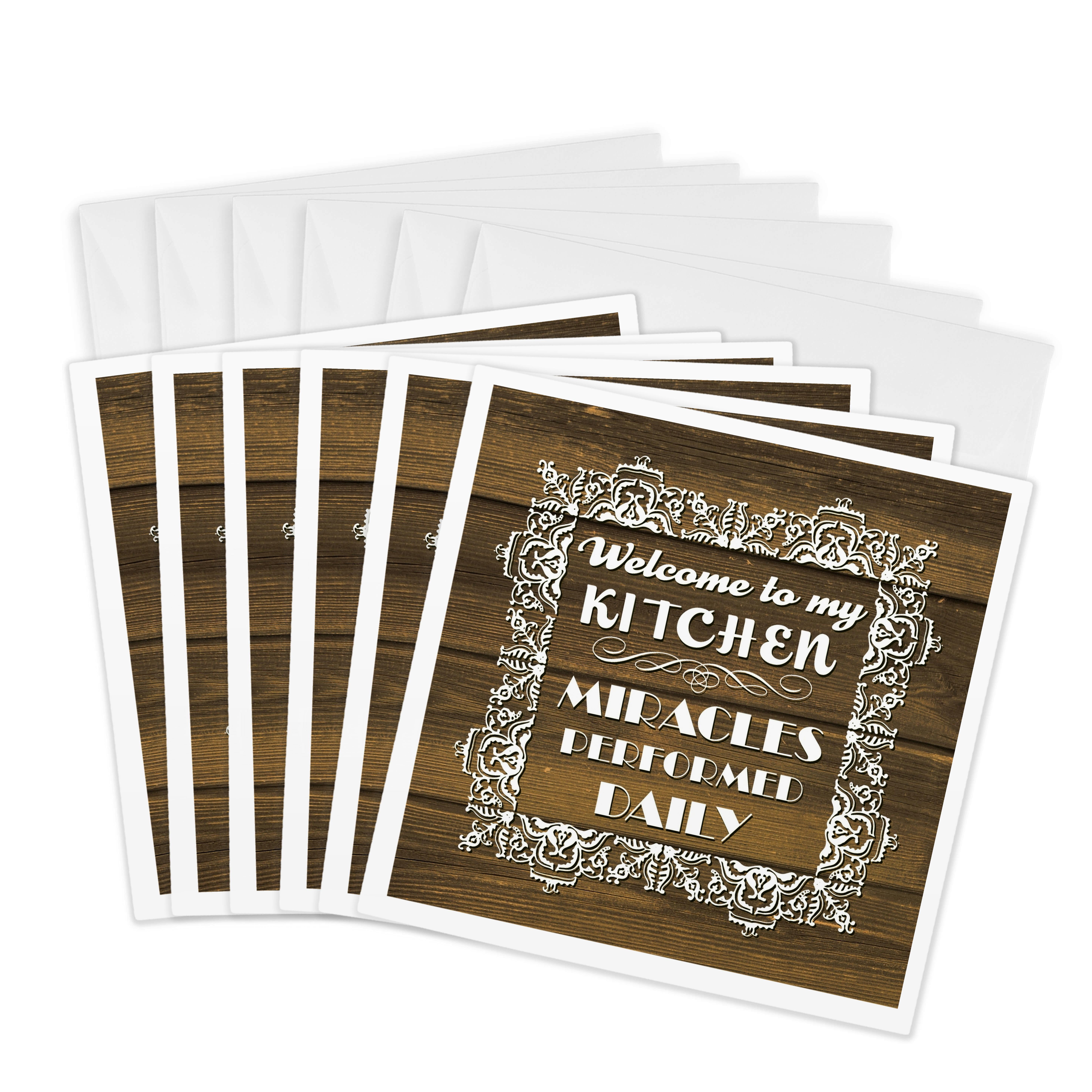 3drose, Welcome to My Kitchen Design in Brown, 6 Greeting Cards with ...
