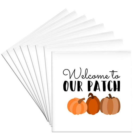 3drose, Welcome to Our Patch with Three Pumpkins. Black Letters on ...