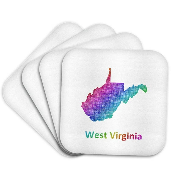 3drose, West Virginia State Map - Rainbow Sketch Design, Set of 4 ...