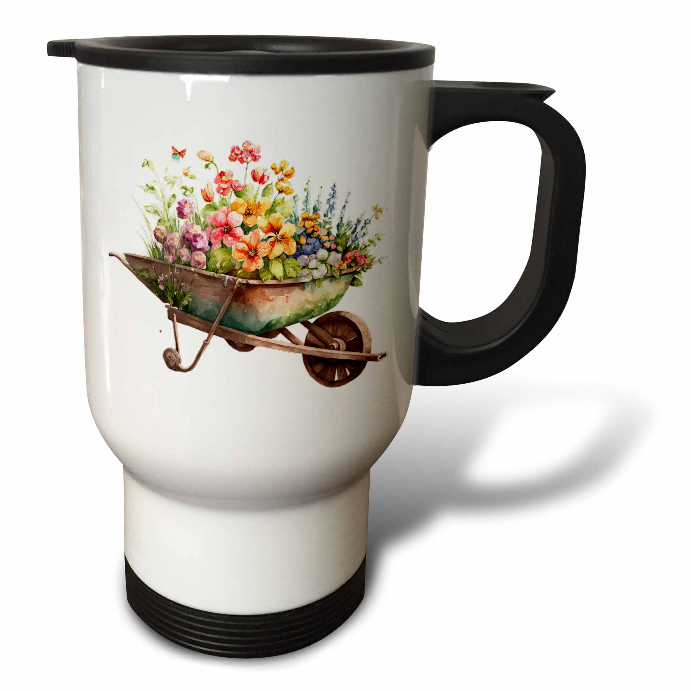 3drose, Wheelbarrow Full of Pretty Image of Watercolor Flowers ...