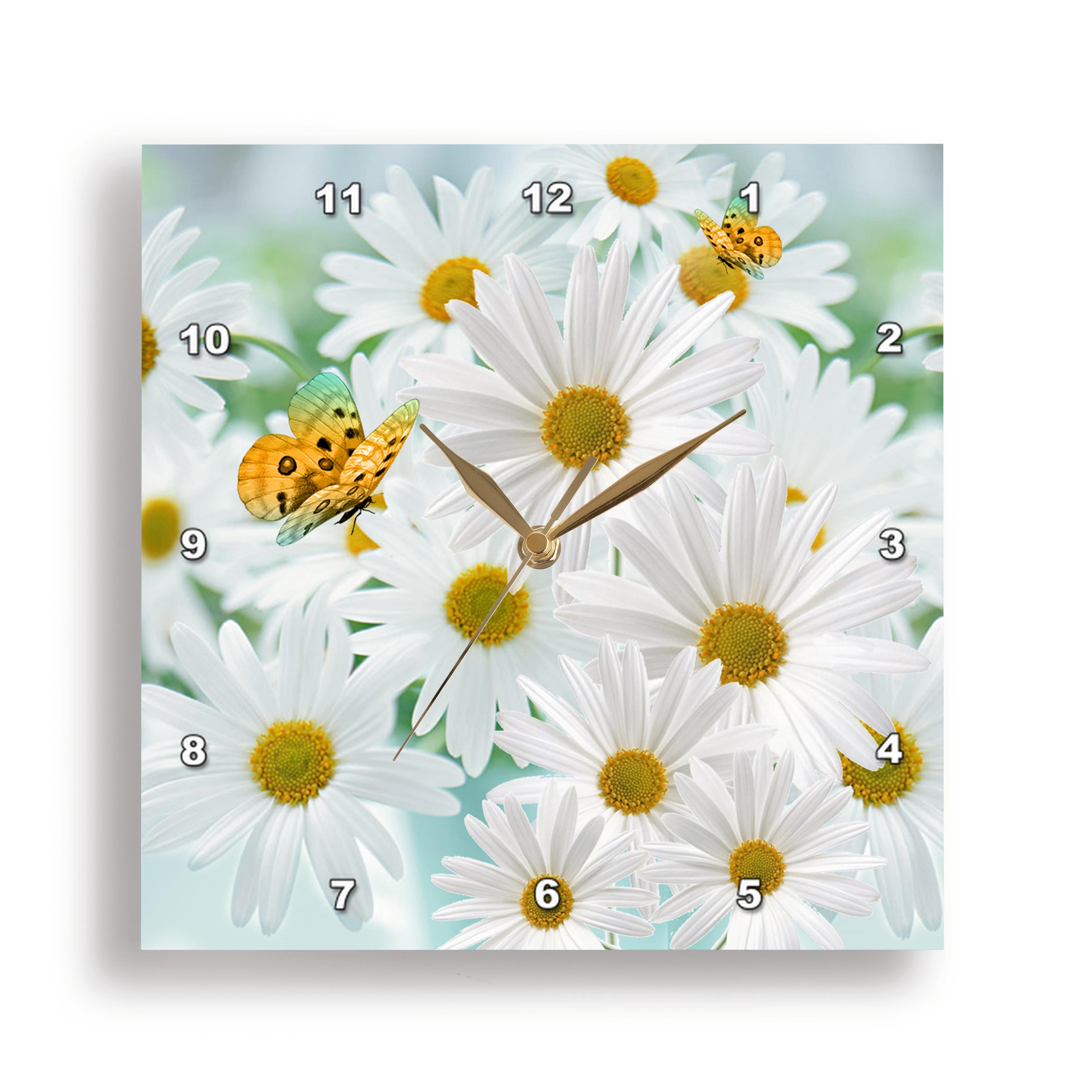 3drose, White Daisies Aprils Birth Flower with Butterflies Perfect for ...