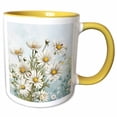 3drose, White Daisy Garden with Ladybugs Cheerful Botanical Watercolor ...