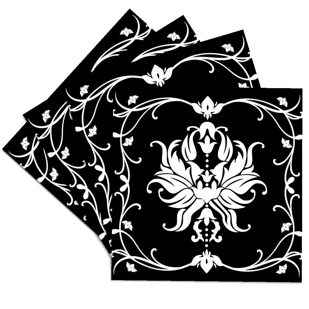 3drose, White Damask in an Elegant Frame Against a Black Background ...