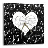 3drose, White Heart Shaped Musical Note, Black and White Musical Notes ...
