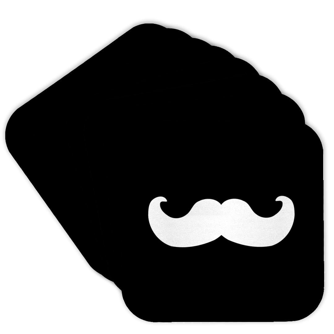 3drose, White Mustache on Black - Ironic Hipster Moustache - Humorous ...