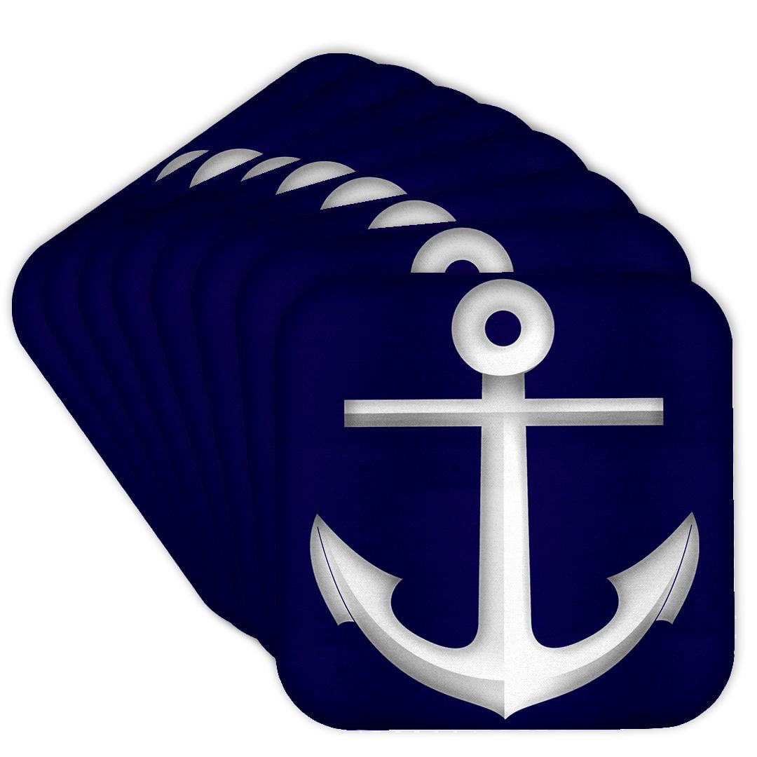 3drose, White Nautical Sailing Anchor on a Blue Background Graphic, Set ...