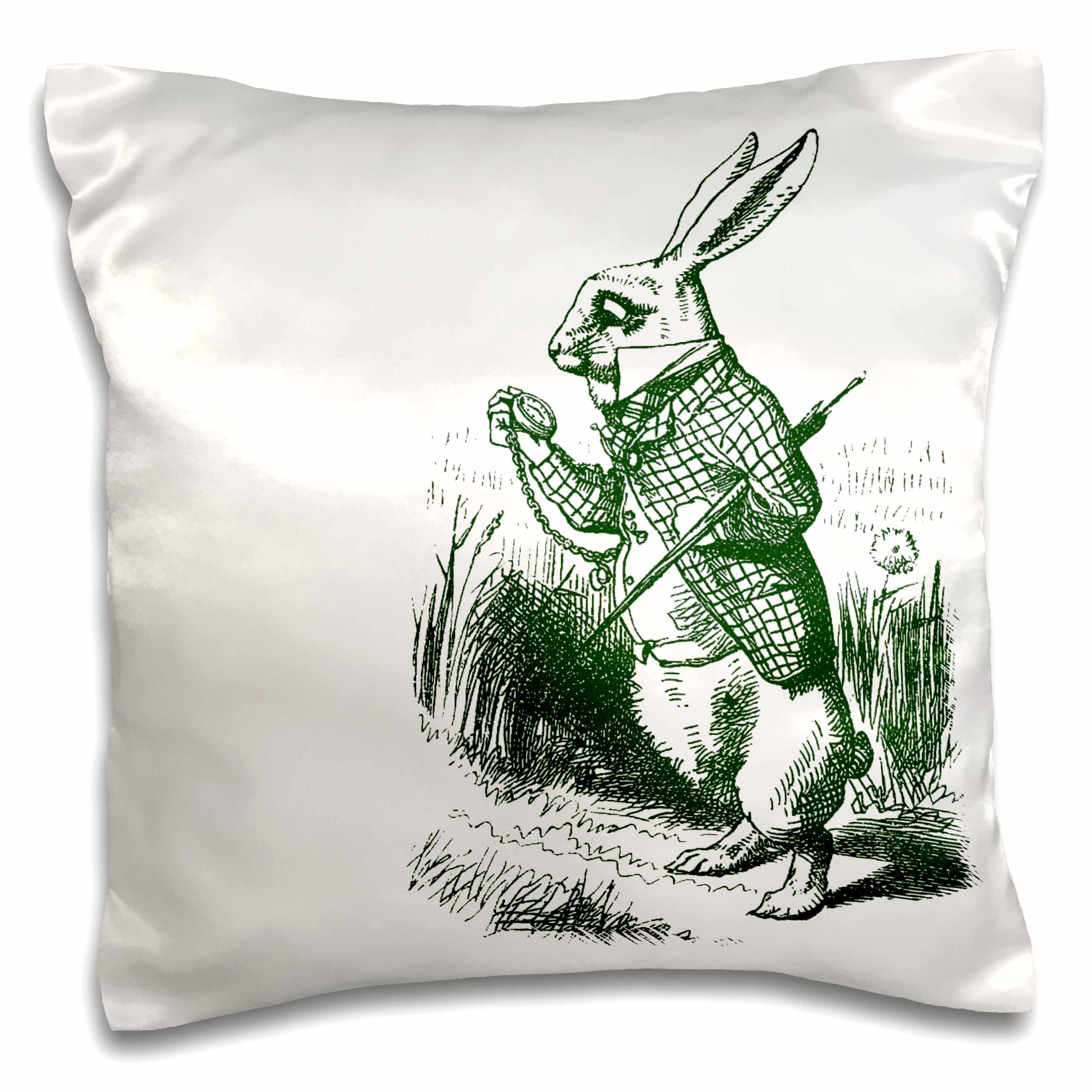 3drose, White Rabbit Late from Alice in Wonderland, 16x16 inch Pillow ...