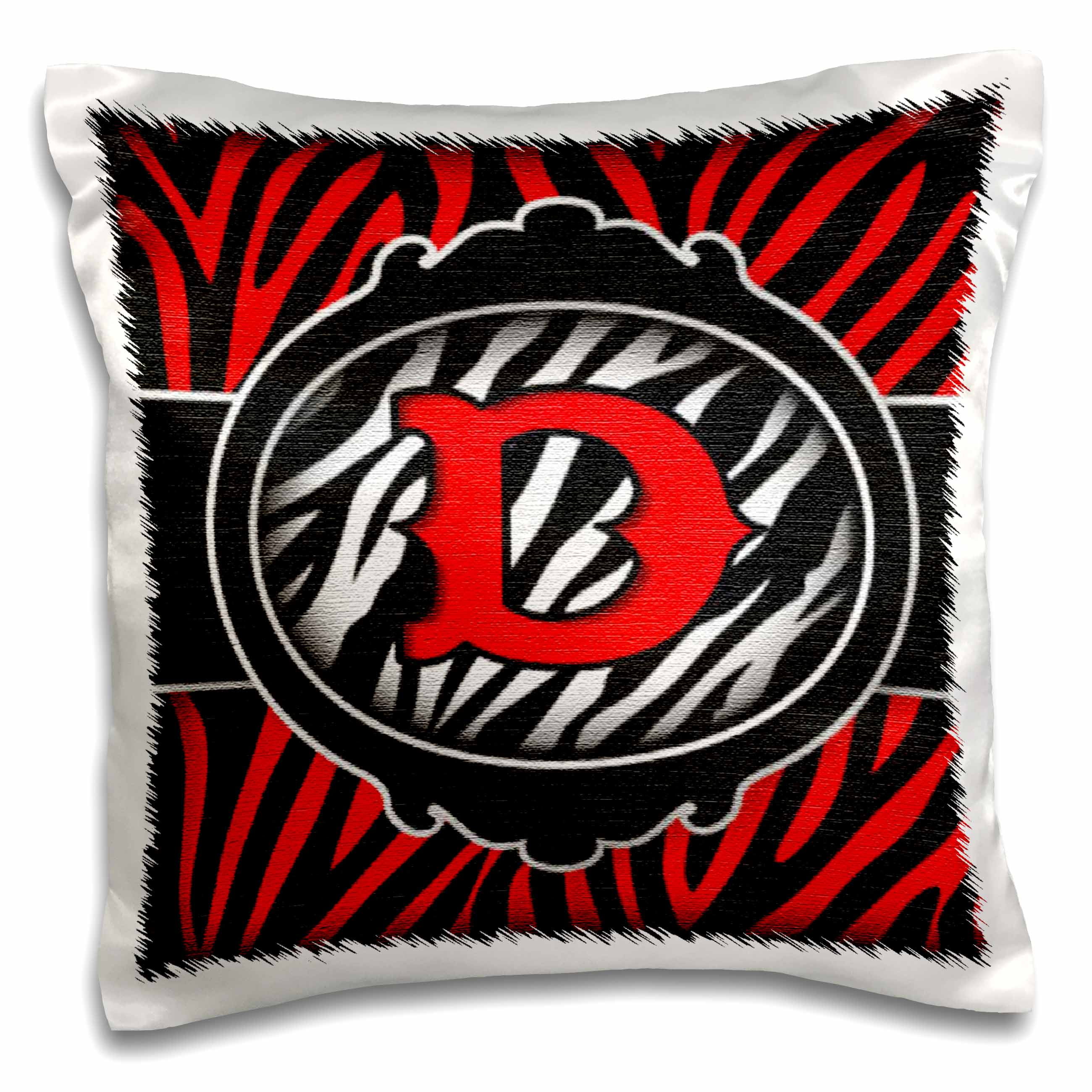 3drose, Wicked Red Zebra Initial Letter D, 16x16 inch Pillow Case ...