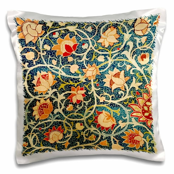 3drose, William Morris Swirling Flowers Blue Red Orange Floral Pattern ...