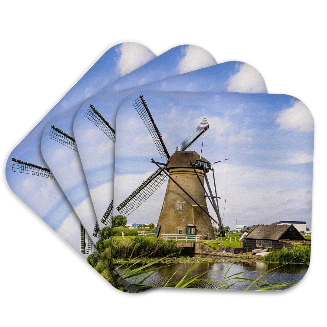 3drose, Windmill in Kinderdijk, Holland, Netherlands., Set of 4 ...