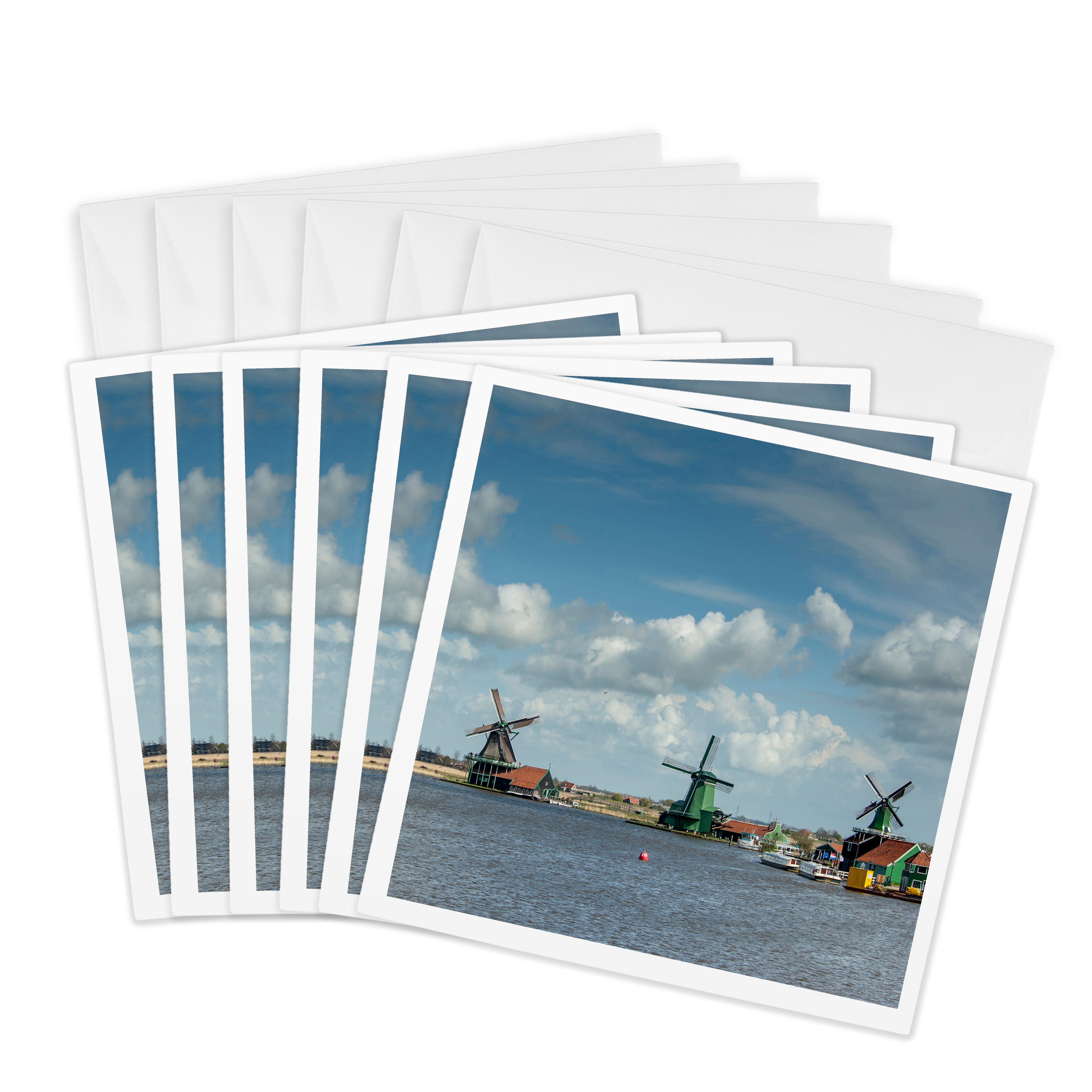 3drose, Windmills Along a Lake in a Peaceful Country Scene, 6 Greeting ...