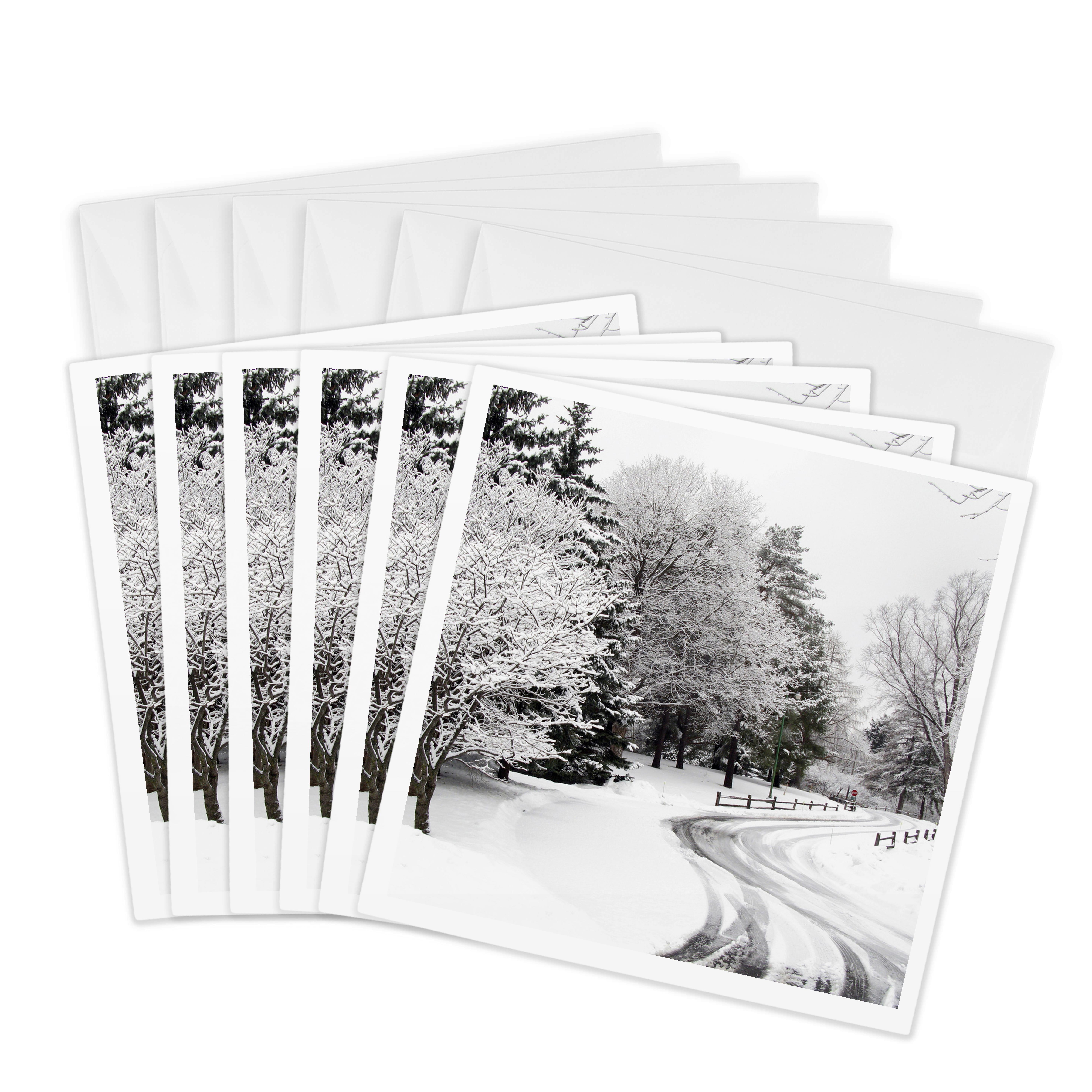 3drose, Winter Lane, Rail Fence, Snow Covered Trees - Us24 Bfr0115 ...