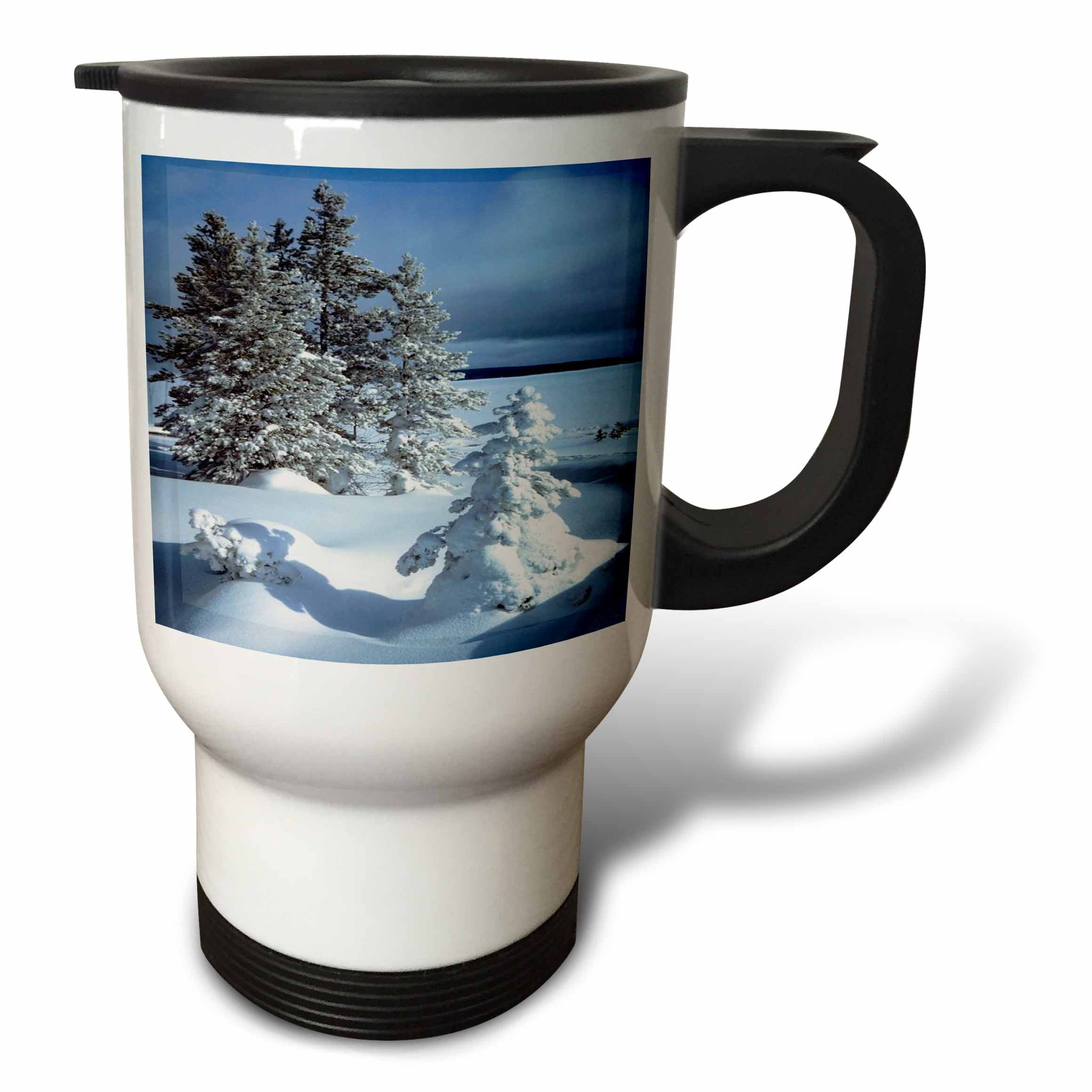 3drose, Winter Theme Beautiful Scene, 14oz Stainless Steel Travel Mug ...