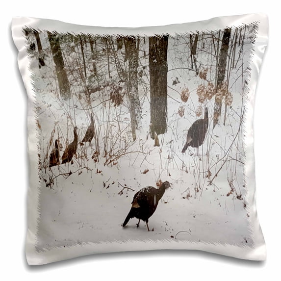 3drose, Winter Wild Turkeys Snowstorm, 16x16 inch Pillow Case - Walmart.com